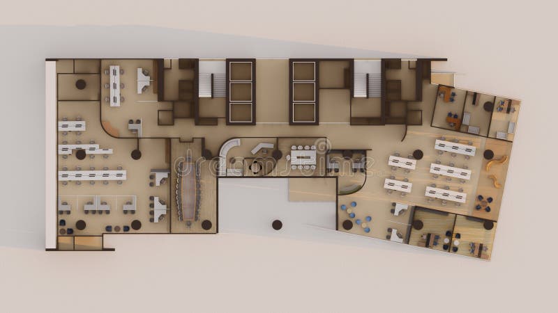 Commercial Office Space Isometric Interior Design 3d Render Stock ...