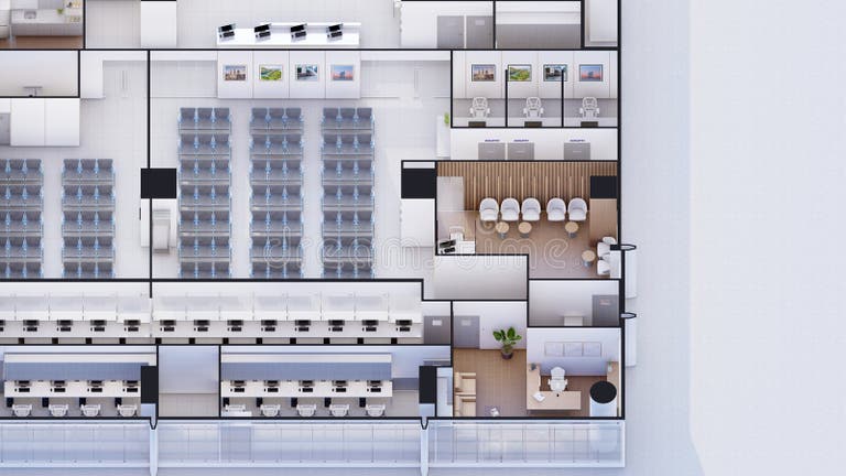 Commercial Office Space Isometric Interior Design 3d Render Closeup ...
