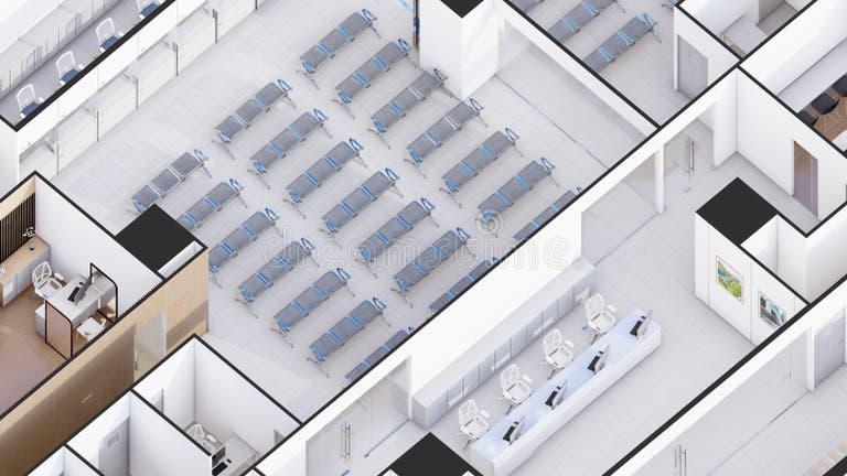 Commercial Office Space Isometric Interior Design 3d Render Closeup ...