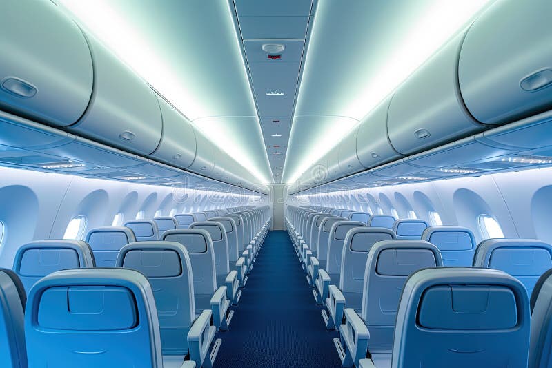 Commercial Passenger Aircraft Interior with Empty Seats. Generative AI ...