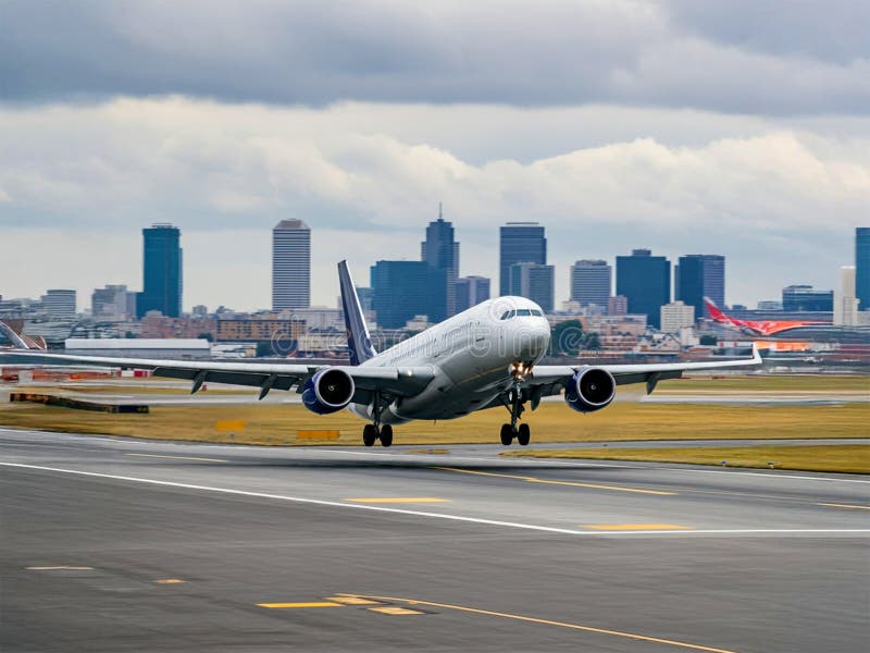 Commercial Passenger Aircraft Taking Off from an Airport Stock ...