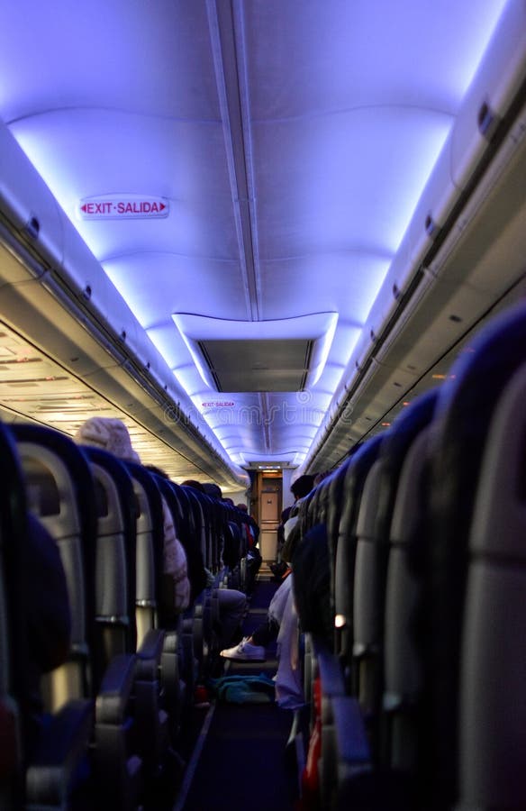 Commercial Passenger Plane Aisle Stock Photo - Image of business ...