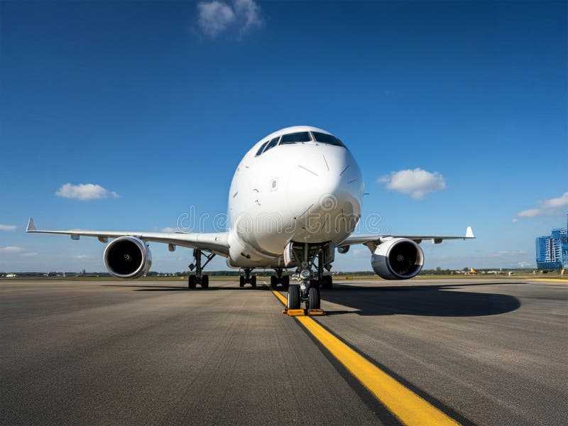 Commercial Passenger Plane Waiting on the Airport Runway Stock ...
