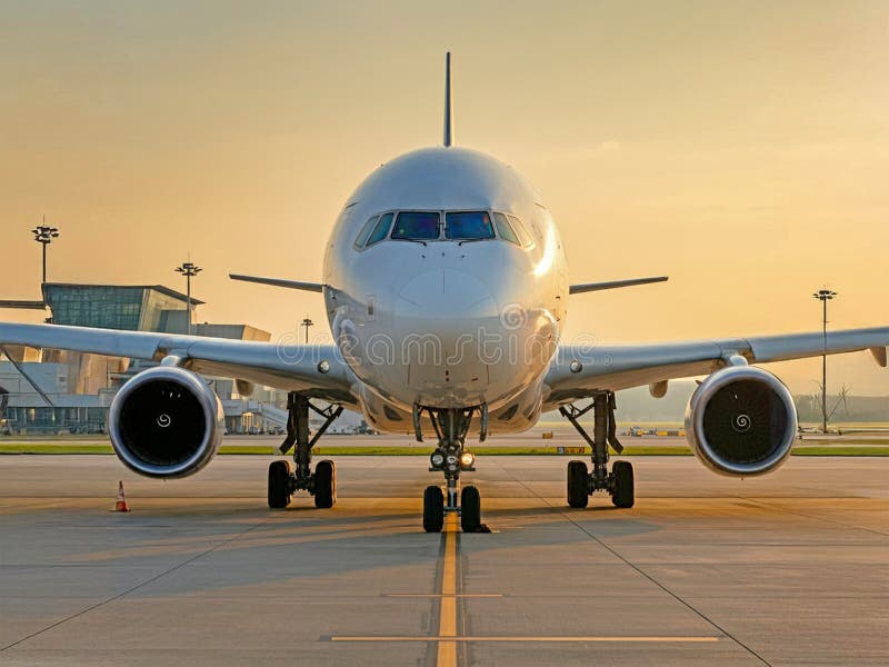 Commercial Passenger Plane Waiting on the Airport Runway Stock ...