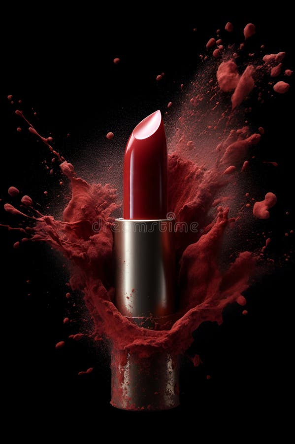 Commercial Photography Red Lipstick in Powerful Explosion of Dust Ai ...