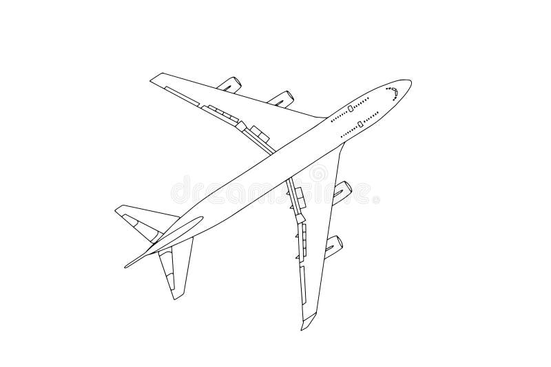 Commercial Plane Outline Flying in the Sky. Vector Stock Illustration ...