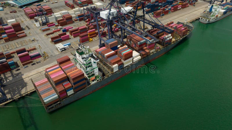 Container Trailers Parked in a Row in a Loading Dock Stock Photo ...