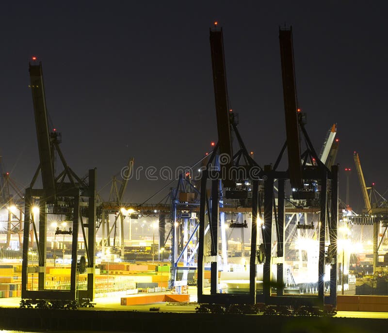 Busy dock at night stock photo. Image of lade, morning - 10648800
