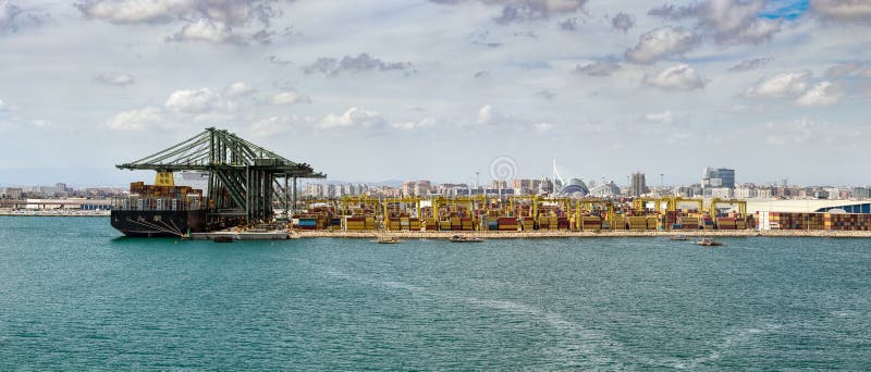 Commercial Port of Valencia, Spain Stock Photo - Image of port, view ...