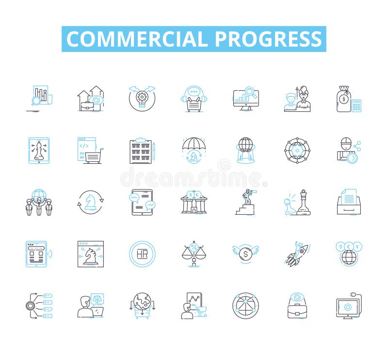 Commercial Progress Linear Icons Set. Advancement, Efficiency ...