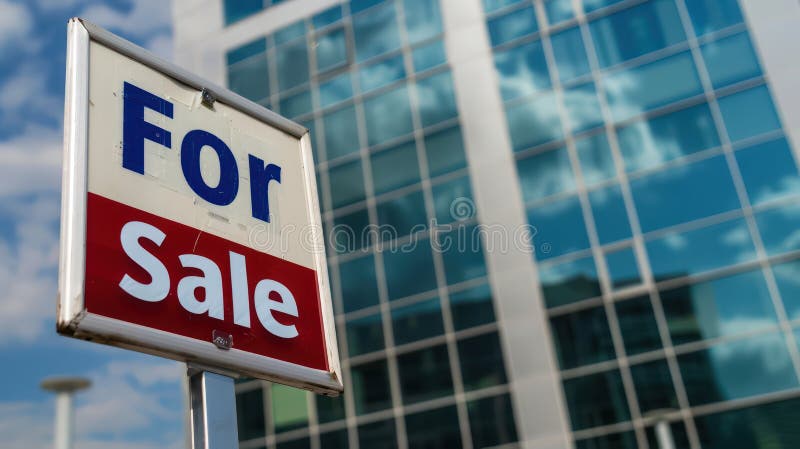 Commercial Property with a "for Sale" Sign Stock Illustration ...
