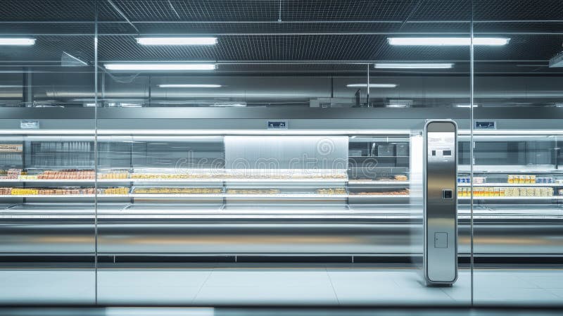 Commercial Refrigeration System Empty Supermarket with Display Cabinets ...