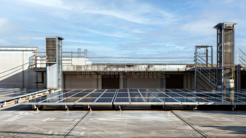 Sleek Solar Panel Installation on Modern Commercial Building Roof ...