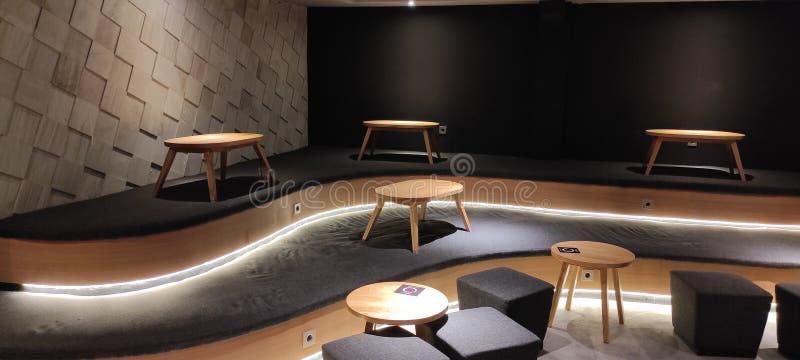 Commercial Table and Chair on the Underfloor Lighting Editorial ...