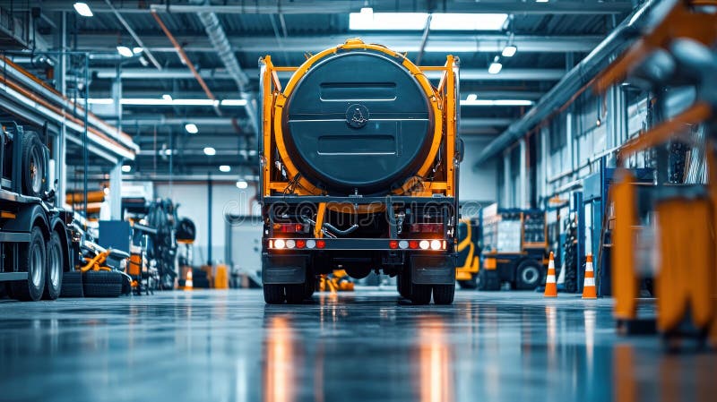 A Commercial Truck in a Factory Setting, Ready for Loading or Unloading ...