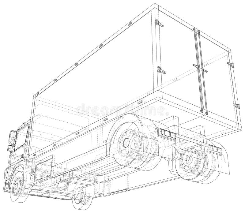 Commercial Van Vector. Trucking Vehicle. Wire-frame. the Layers of ...