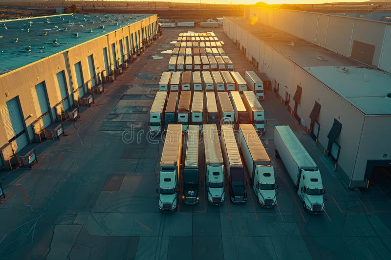 A Commercial Warehouse Packed with an Array of Trucks Ready for ...