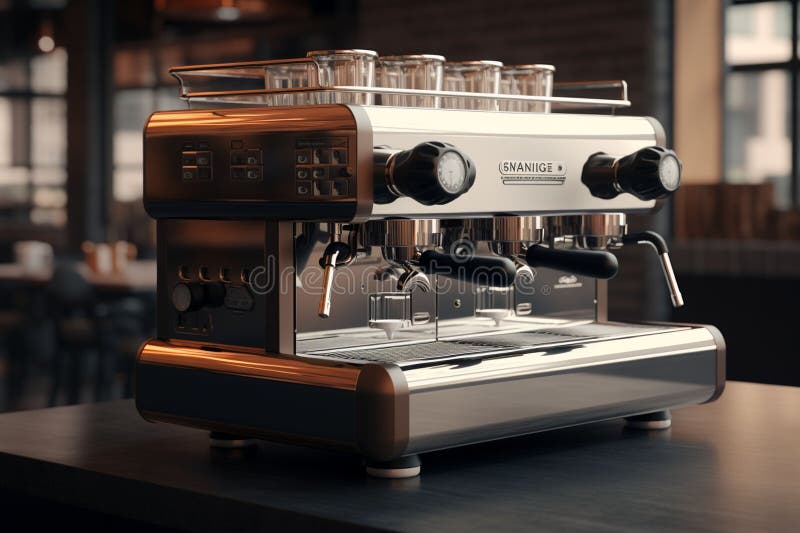 Commercialgrade Espresso Machines with Builtin Gri Stock Image - Image ...