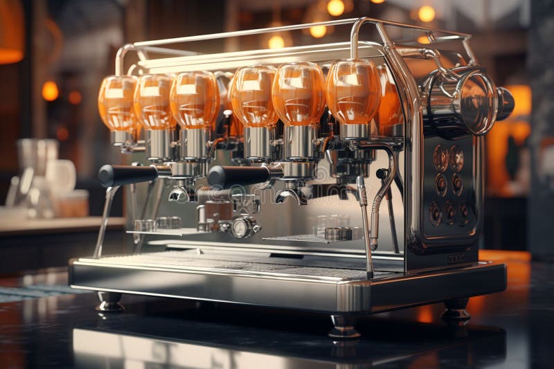 Commercialgrade Espresso Machines with Builtin Gri Stock Image - Image ...
