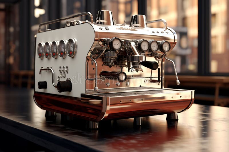 Commercialgrade Espresso Machines with Builtin Gri Stock Image - Image ...