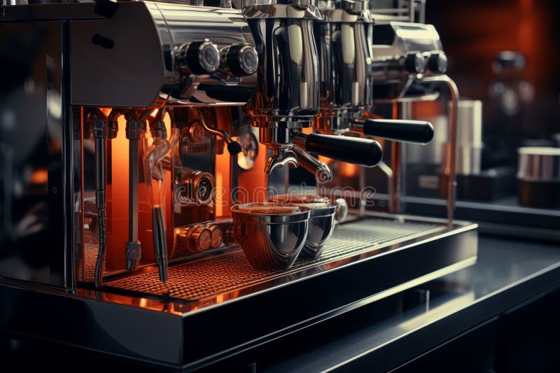 Commercialgrade Espresso Machines with Builtin Gri Stock Photo - Image ...