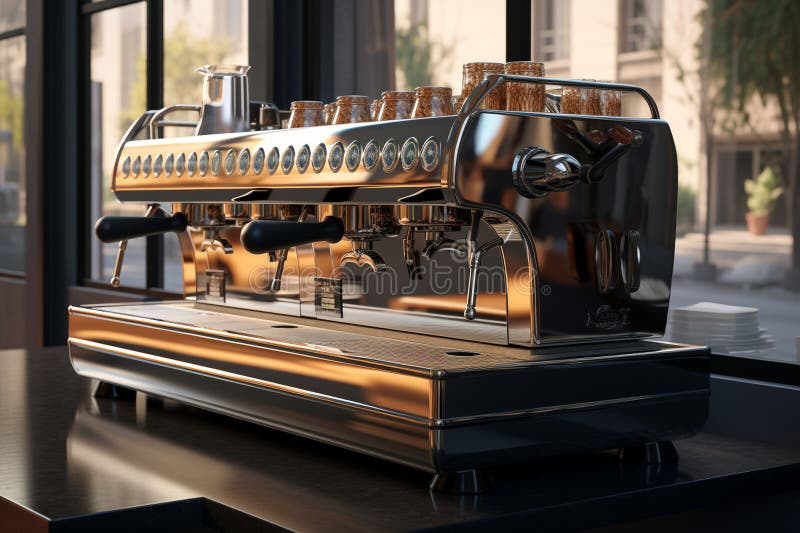 Commercialgrade Espresso Machines with Builtin Gri Stock Image - Image ...