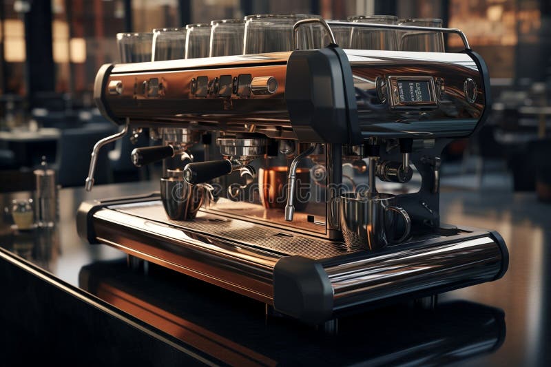 Commercialgrade Espresso Machines with Builtin Gri Stock Photo - Image ...