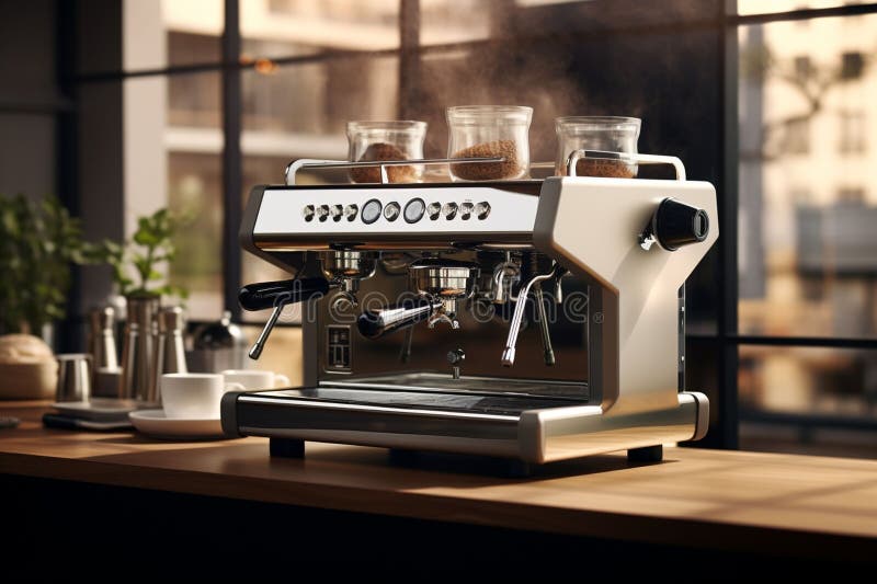 Commercialgrade Espresso Machines with Builtin Gri Stock Image - Image ...