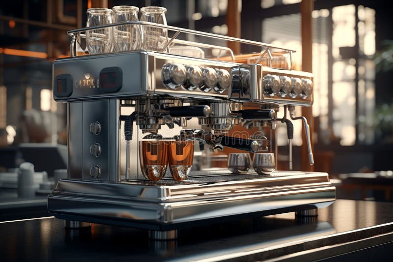 Commercialgrade Espresso Machines with Builtin Gri Stock Image - Image ...