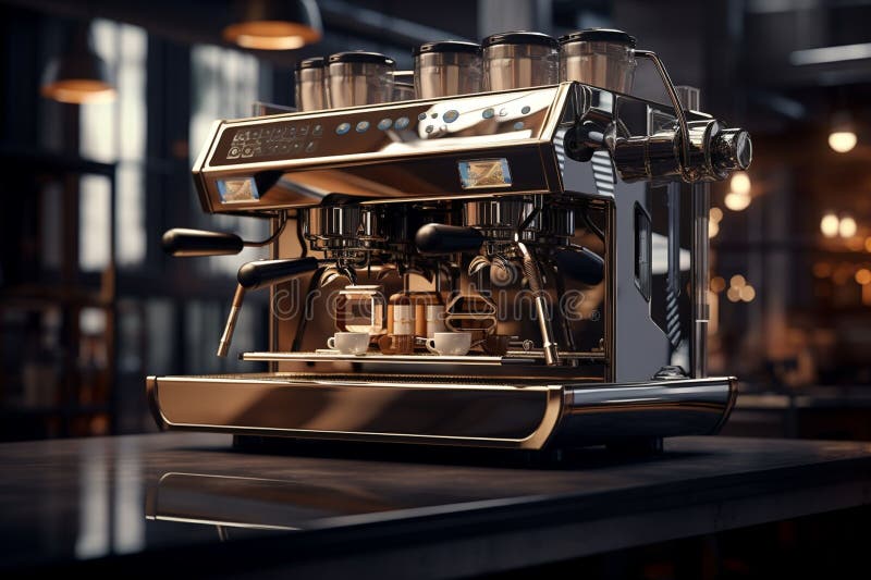 Commercialgrade Espresso Machines with Builtin Gri Stock Photo - Image ...
