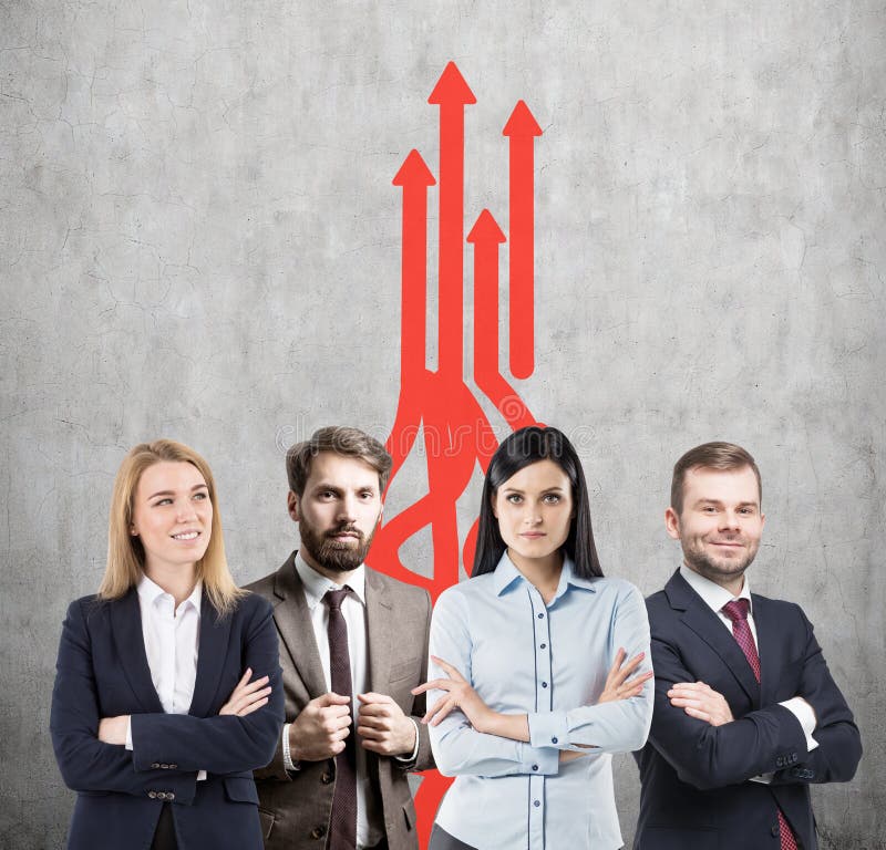 Commercieel Team, De Groei En Rode Pijlen Stock Foto - Image of ...