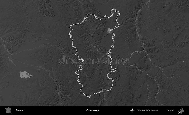 Commercy Outlined, France. Grayscale Stock Photo - Image of cartography ...