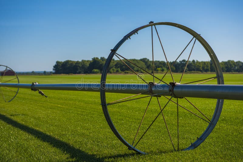 Commercial Farm Irrigation System on Wheels Stock Photo - Image of ...