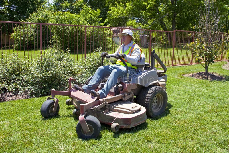 Commericial Lawn Mowing with Zero Turn Stock Photo - Image of spring ...