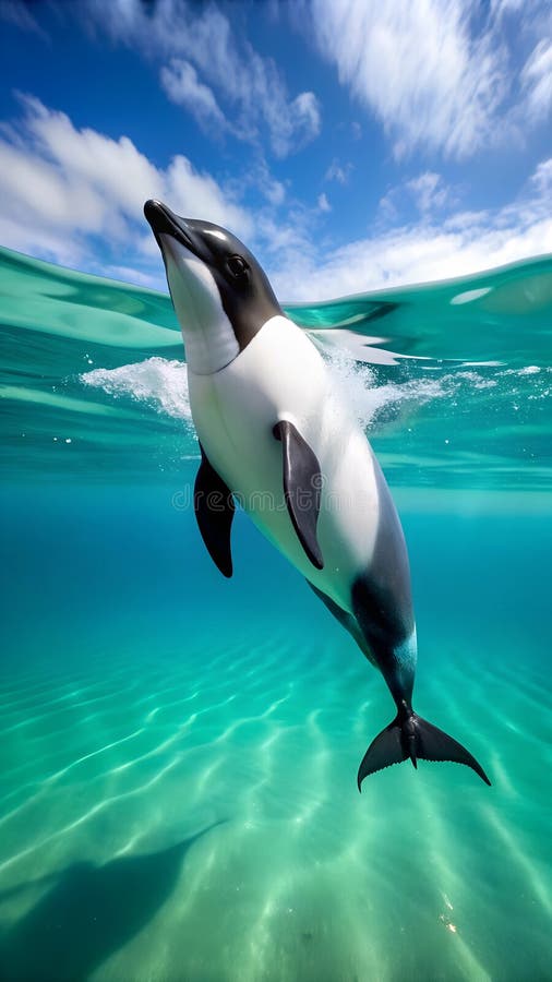 Commerson Dolphin Looks Ocean Stock Illustration - Illustration of ...