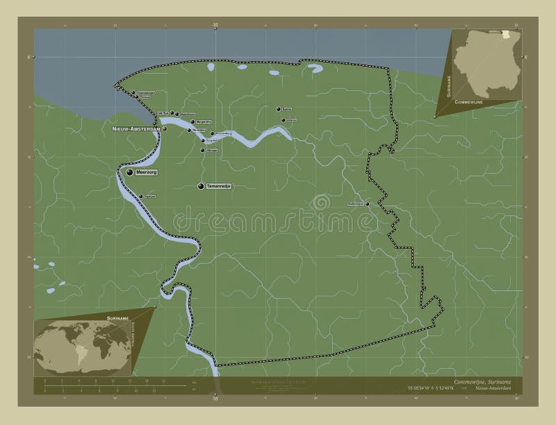 Commewijne, Suriname. Wiki. Labelled Points of Cities Stock ...
