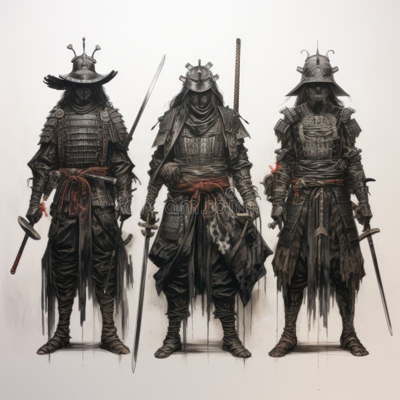 Commission for 3 Samurai in Brian Mashburn Style Stock Illustration ...