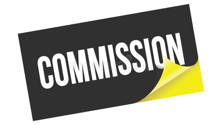 COMMISSION Text on Black Yellow Sticker Stamp Stock Illustration ...