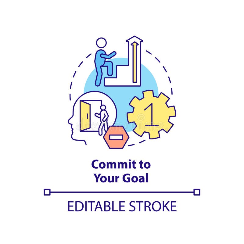 Commit To Your Goal Concept Icon Stock Vector - Illustration of outline ...
