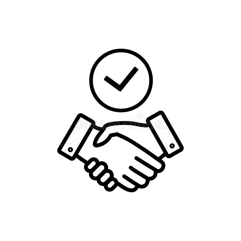 Commitment Isolated Vector Outline Icon. Handshake with Tick Modern ... Commitment Isolated Vector Outline Icon. Handshake with Tick Modern ...