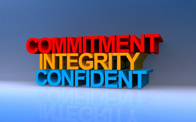 Commitment Integrity Confident on Blue Stock Illustration ...