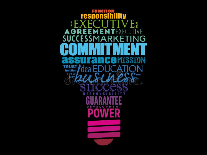 Commitment Light Bulb Word Cloud Collage, Business Concept Stock ...