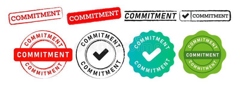 Commitment Rectangle and Circle Stamp Seal Badge Sign for Commit ...