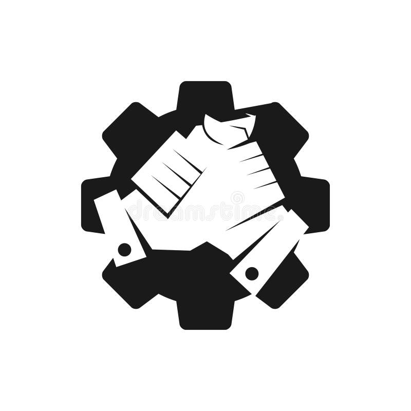 Gear Handshake Commitment Teamwork Together Black Logo Stock Vector ...