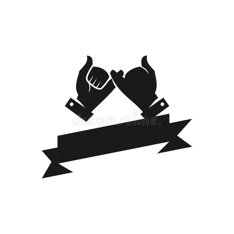 Ribbon Hand Commitment Teamwork Together Black Logo Stock Vector ...