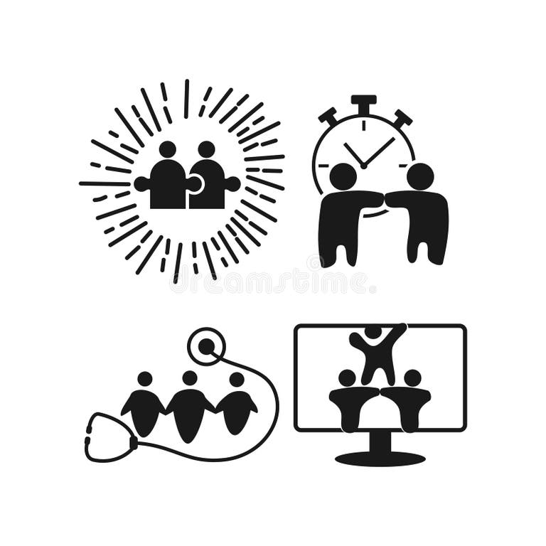 Time Monitor Stethoscope Commitment Teamwork Together Black Logo Stock Vector - Illustration of ...