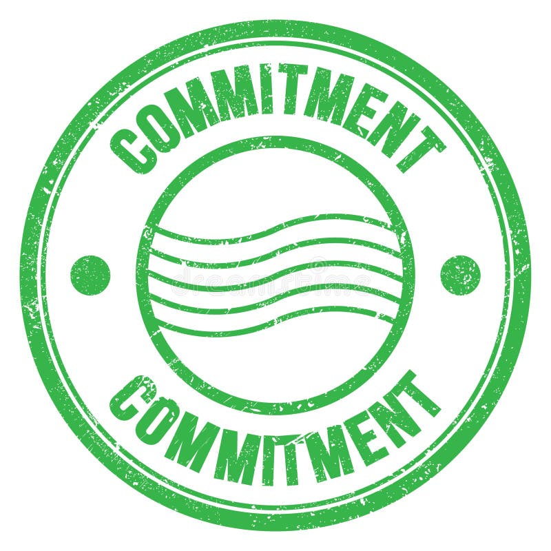 COMMITMENT Text Written on Green Round Postal Stamp Sign Stock ...