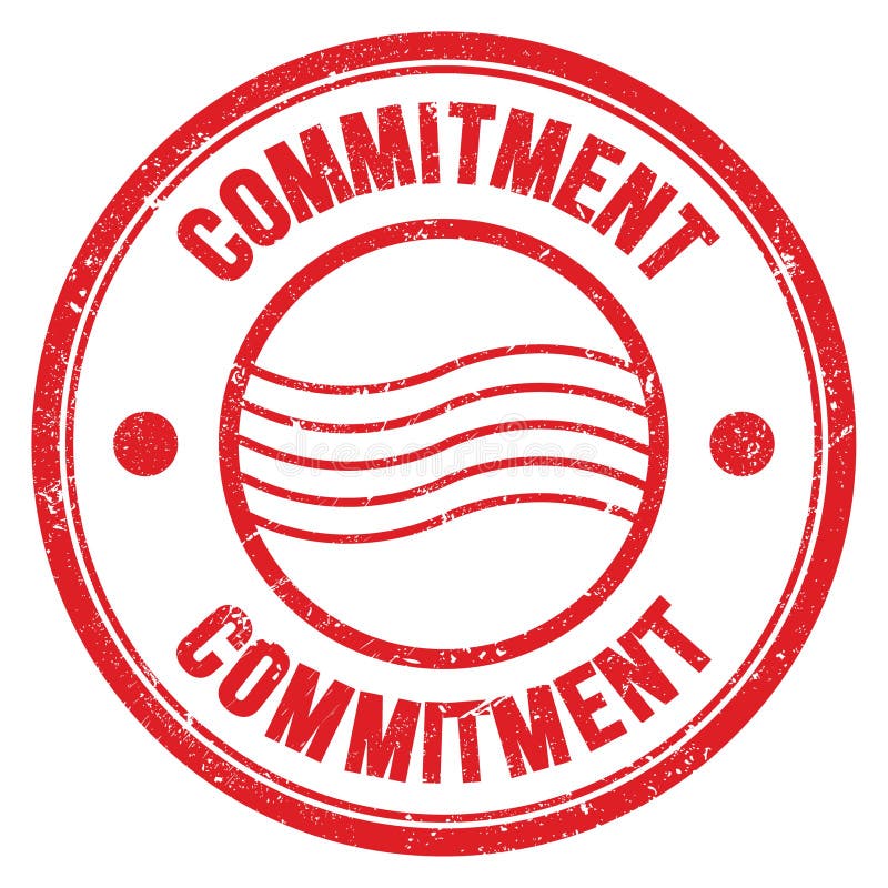 COMMITMENT Text Written on Red Round Postal Stamp Sign Stock ...