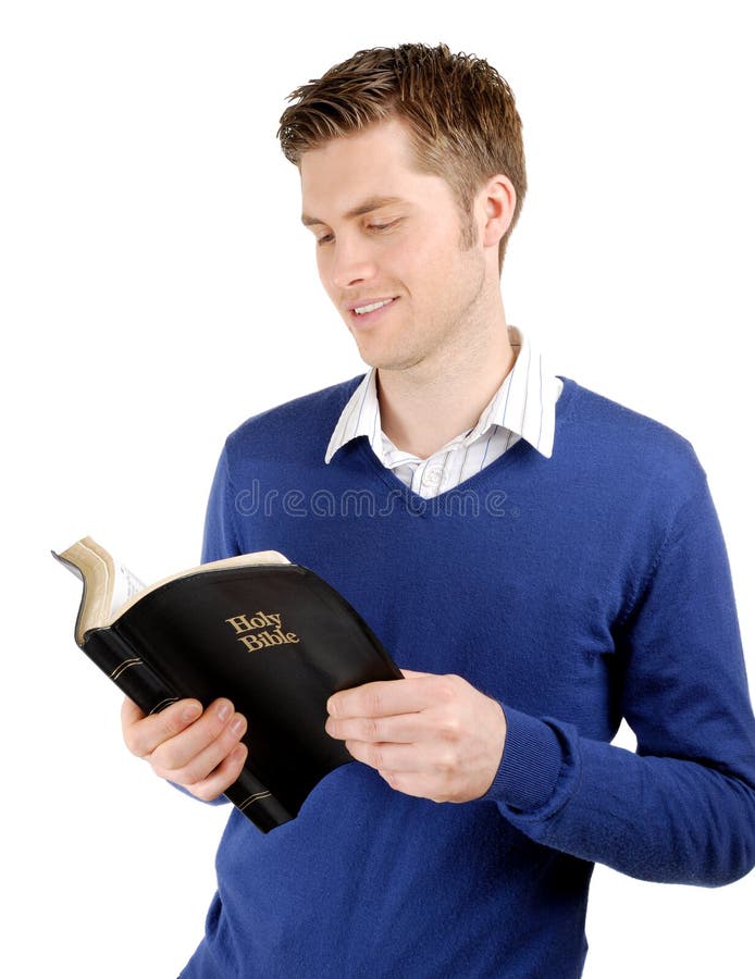 Committed Christian Reading Bible and Thinking Stock Photo - Image of ...