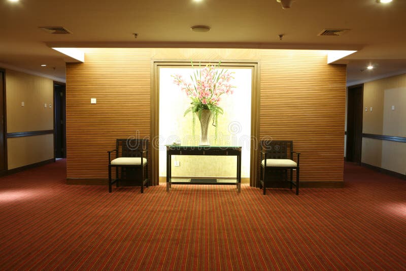 Commodious Corridor in Hotel Stock Image - Image of hall, decorations ...